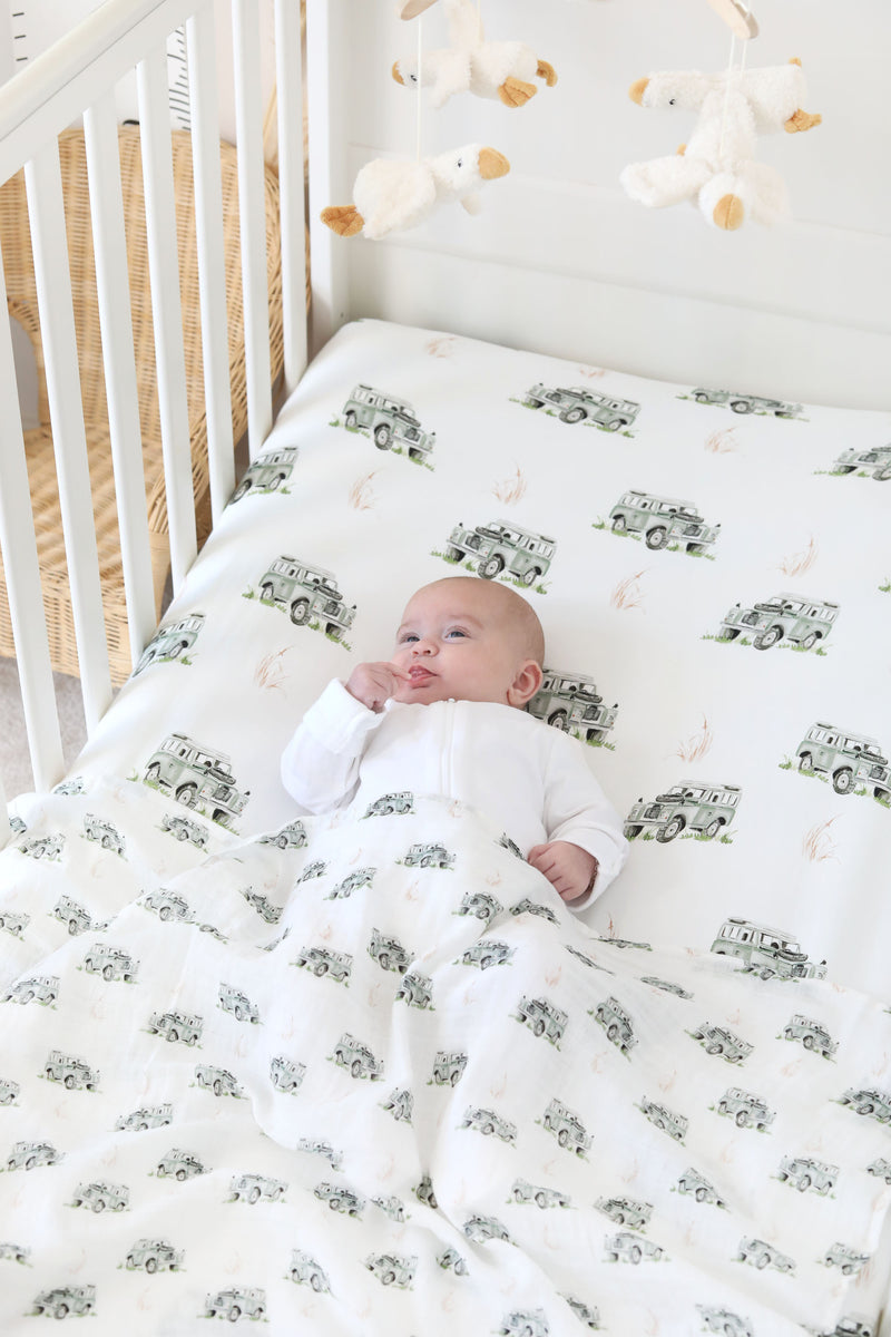 Land Rover Muslin baby swaddle blanket | Country Baby Gifts | The ...